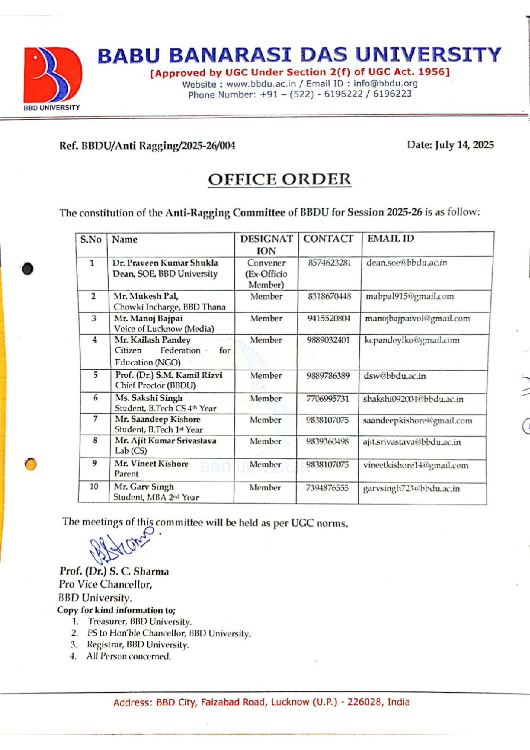 anti-ragging-comittee-2025-26 | BBDU