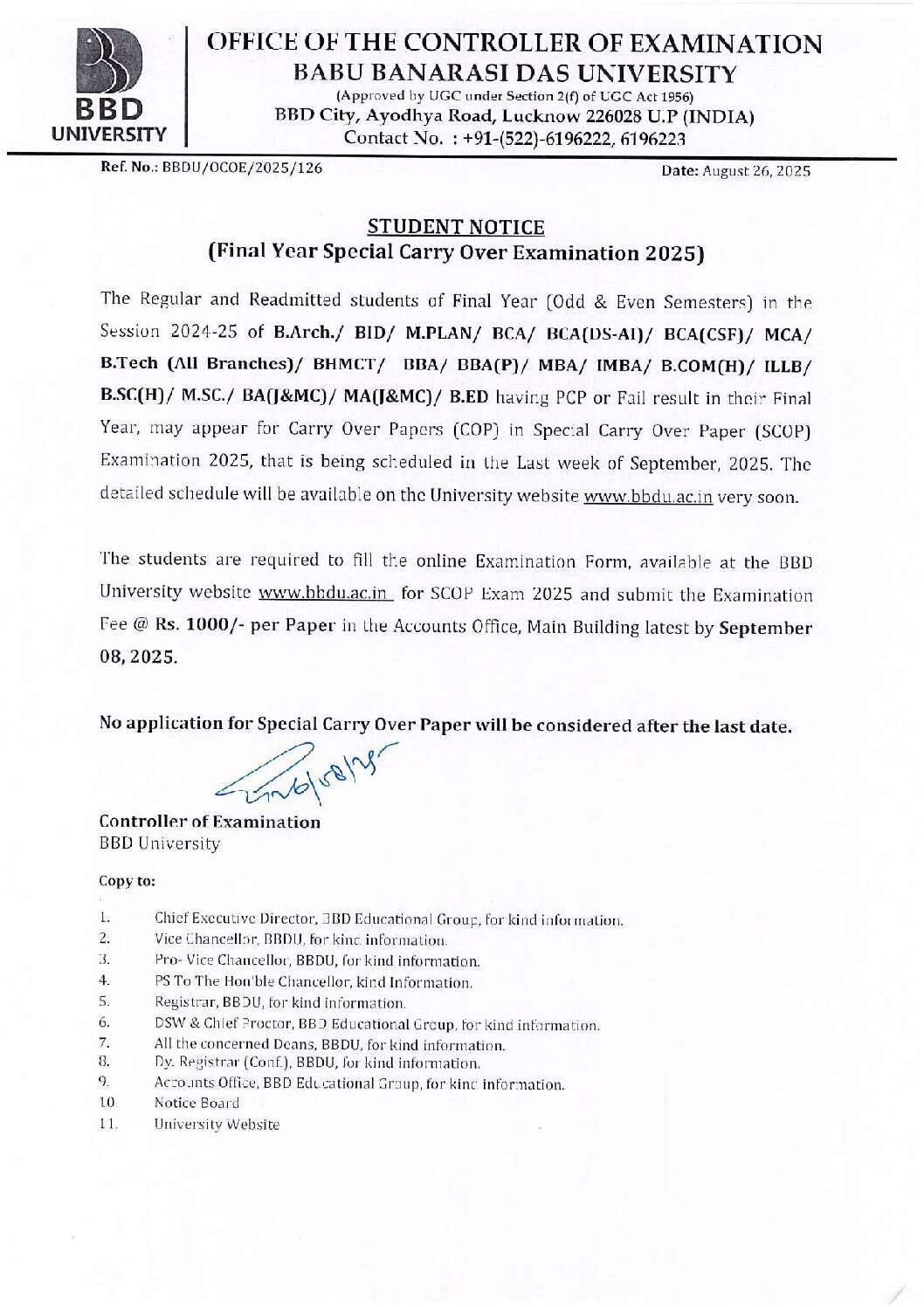 final-year-special-carry-over-examination-2025 | BBDU