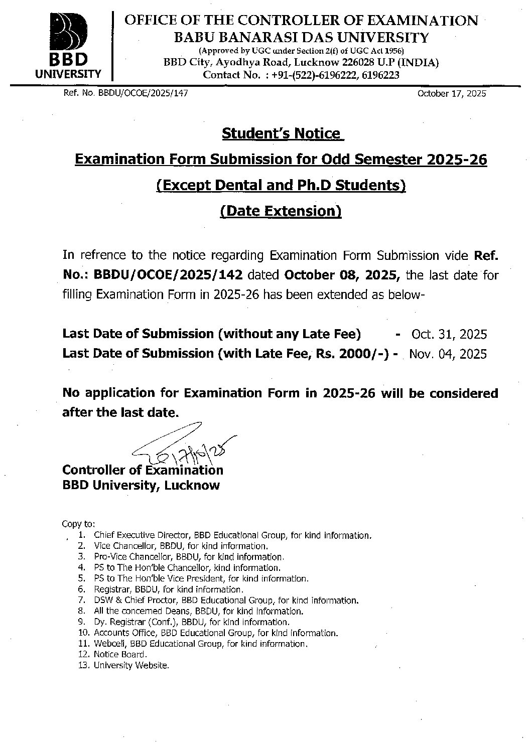 examination-form-submission-for-odd-semester-2025-26 | BBDU